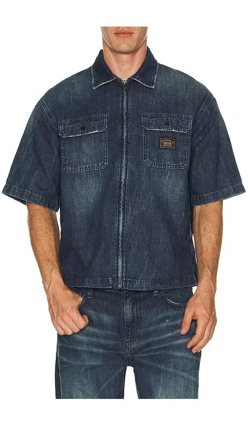【インディゴブルー(GOHD)】GUESS Originals 半袖シャツ (M)Denim Zip Ss Shirt GUESS Originals Denim Zip Ss Shirt 半袖シャツ | GUESS(ゲス) JAPAN